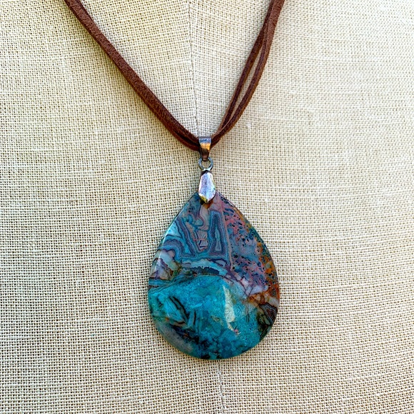 Jewelry | Genuine Swirl Stone Teardrop Necklace | Poshmark